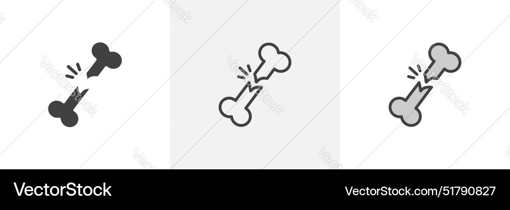 Bone break line icon set Royalty Free Vector Image