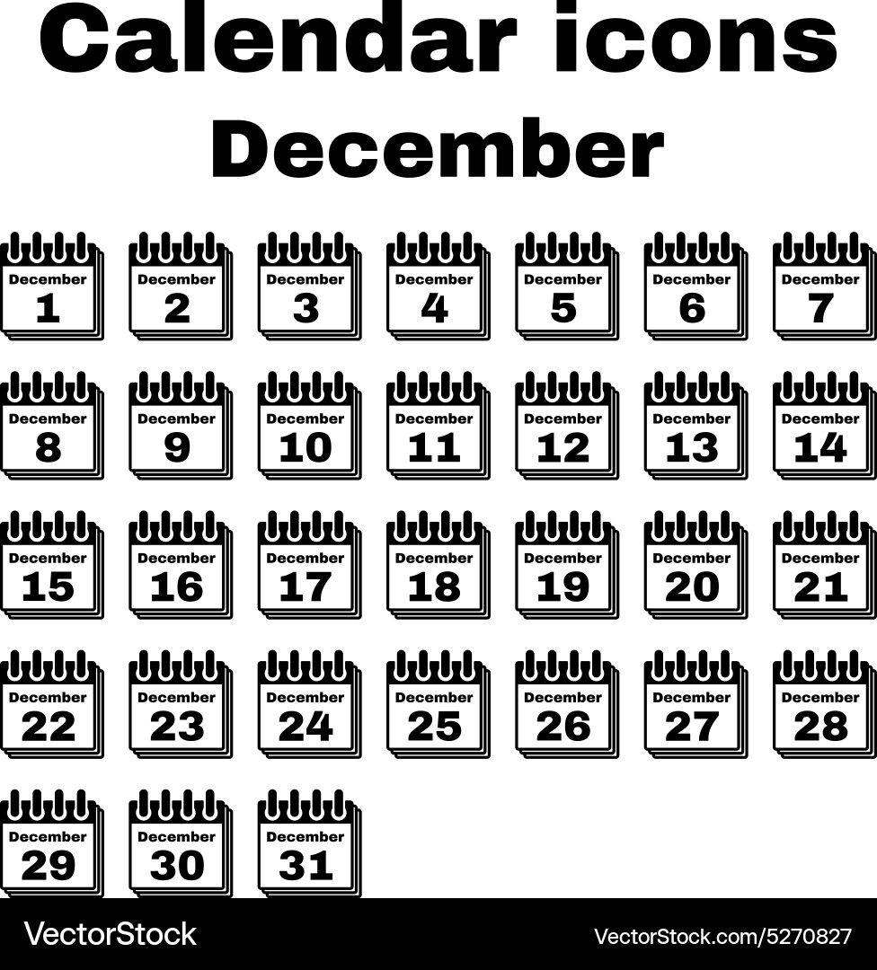 Calendar icon december symbol flat Royalty Free Vector Image