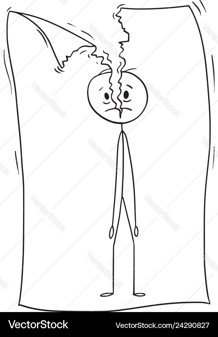 Cartoon of image man on teared paper Royalty Free Vector