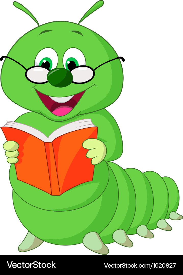 Caterpillar reading book Royalty Free Vector Image