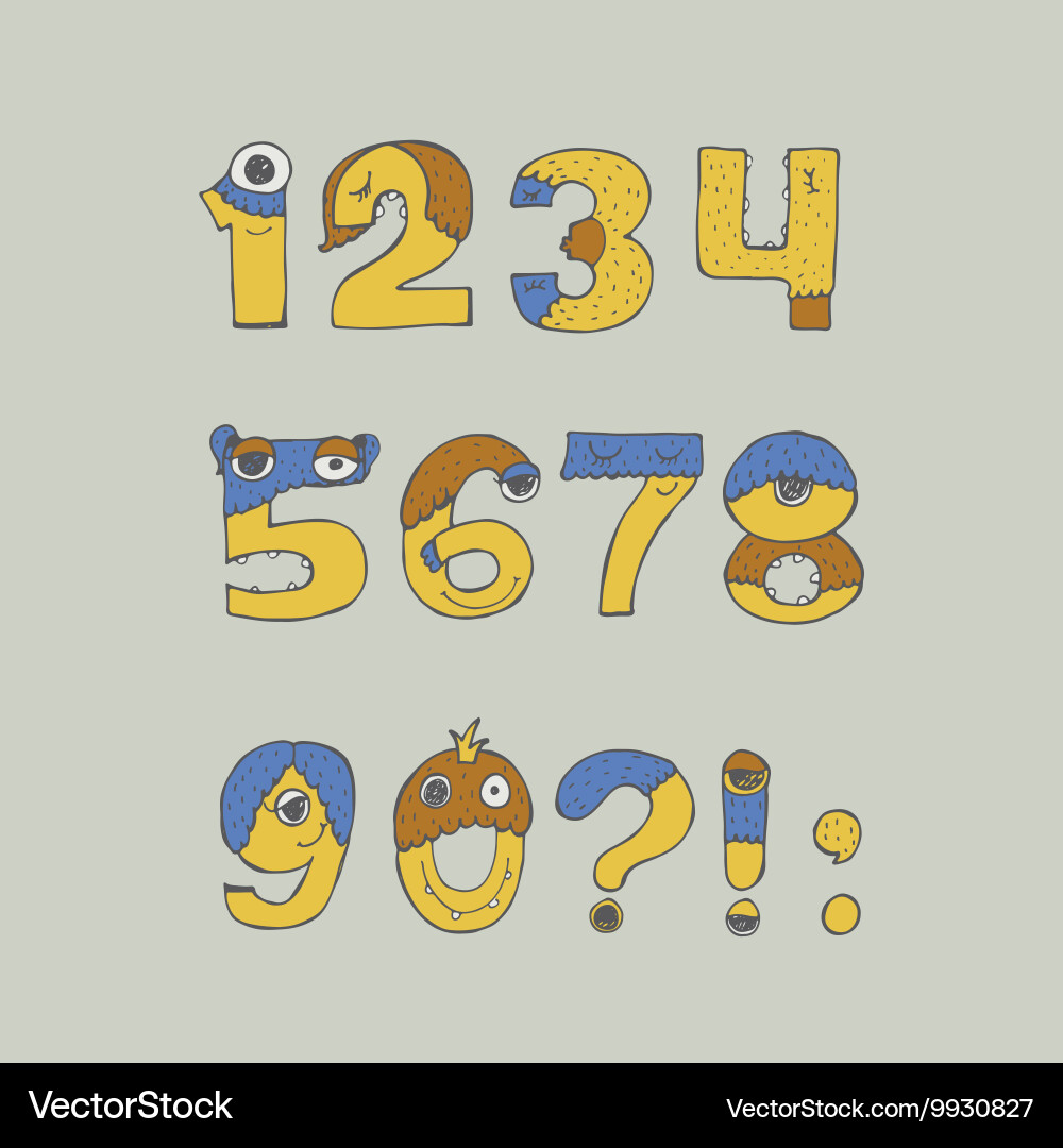 Charming Monster Numbers Royalty Free Vector Image