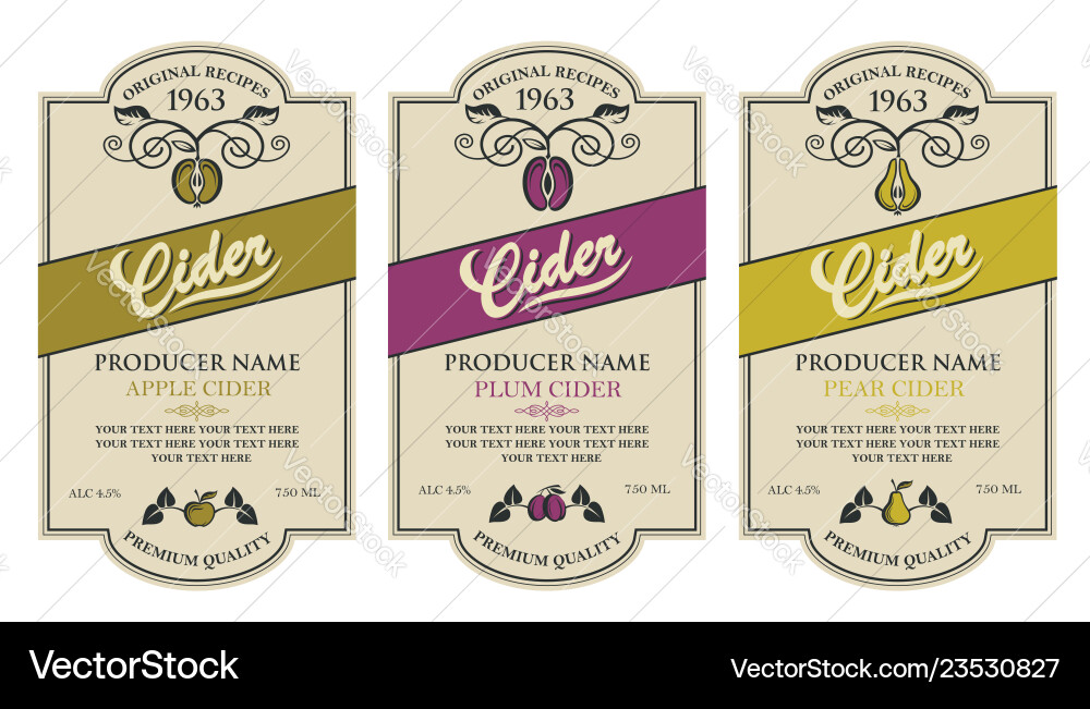 Cider Label Set - Vintage Style Royalty Free Vector Image