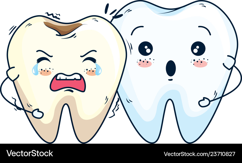 Comic Zähne Pause Paar kawaii Zeichen Lizenzfreier Vektor