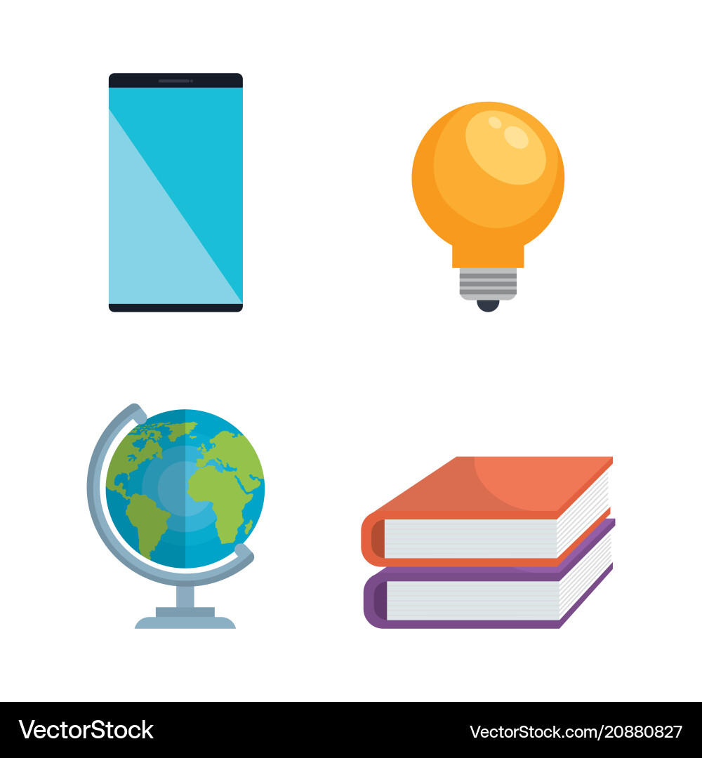 Electronic learning technology icons Royalty Free Vector