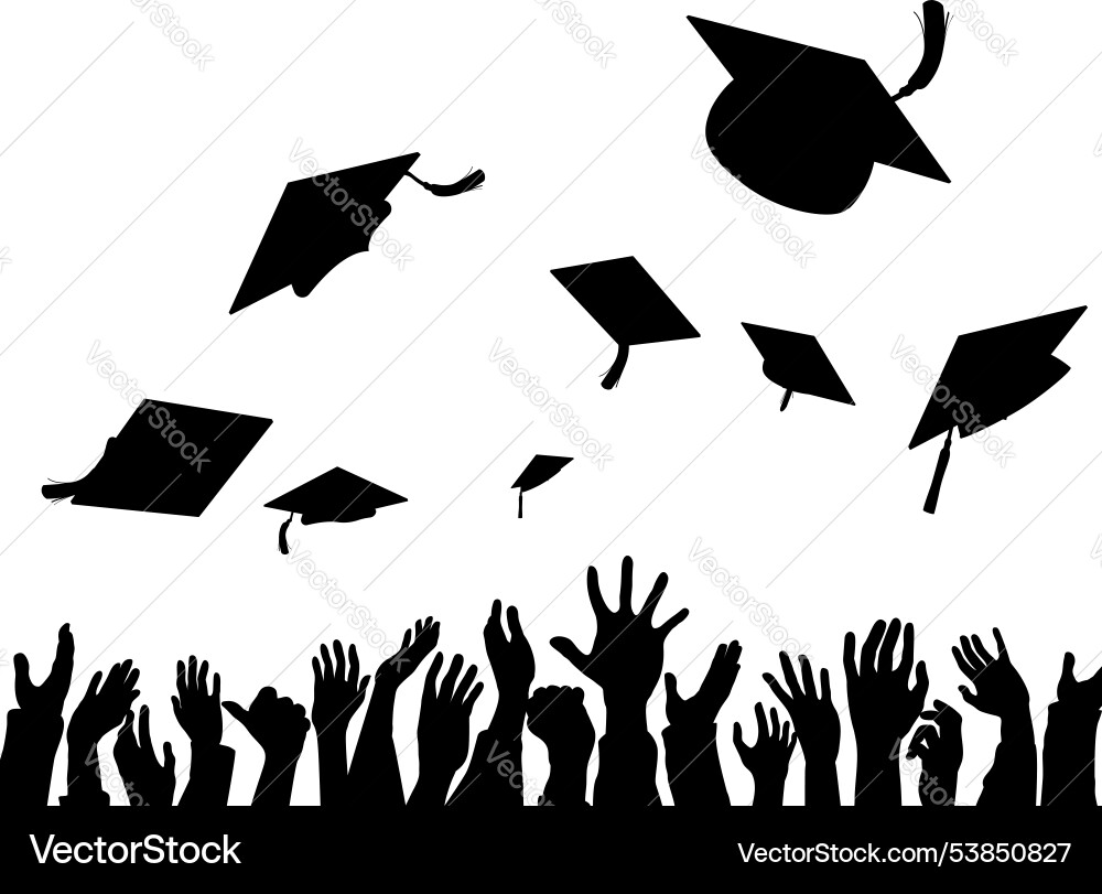 Graduation convocation celebration caps silhouette