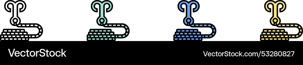 Grappling hook icon outline green blue and yellow Vector Image