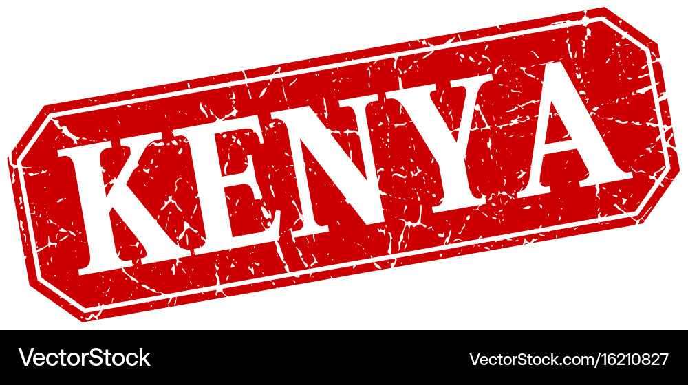 Kenya red square grunge retro style sign Vector Image