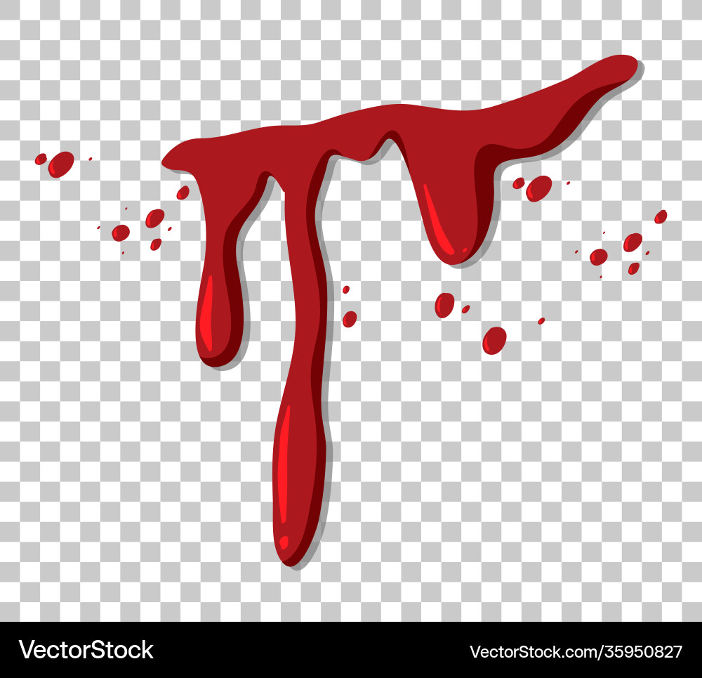 Red dripping blood on transparent background Vector Image