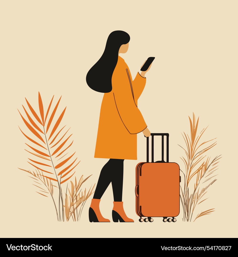Traveler with luggage Royalty Free Vector Image