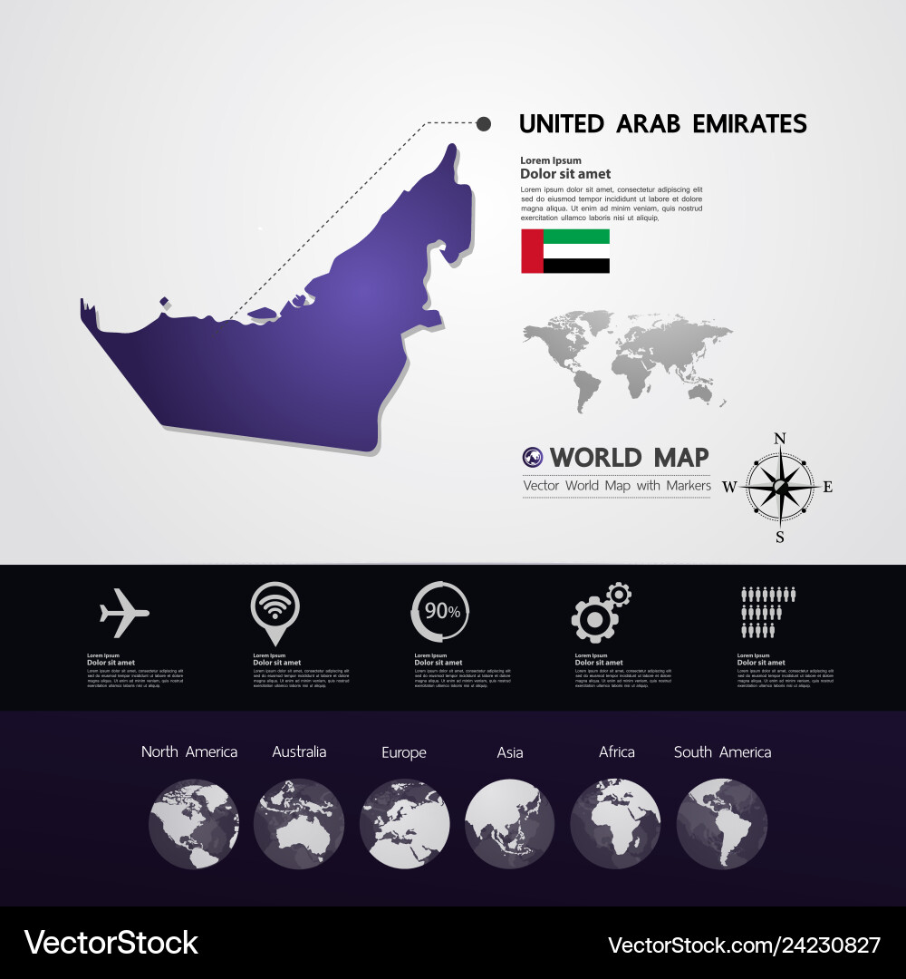 United arab emirates map Royalty Free Vector Image