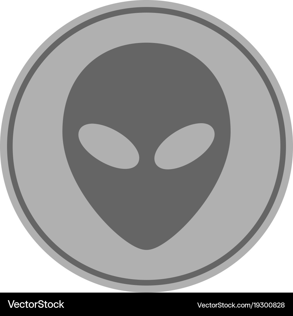 Alien head silver coin Royalty Free Vector Image