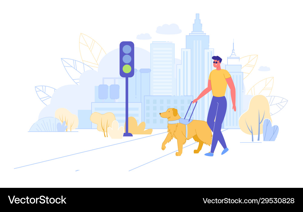 Blind or visually impaired man with guide dog Vector Image