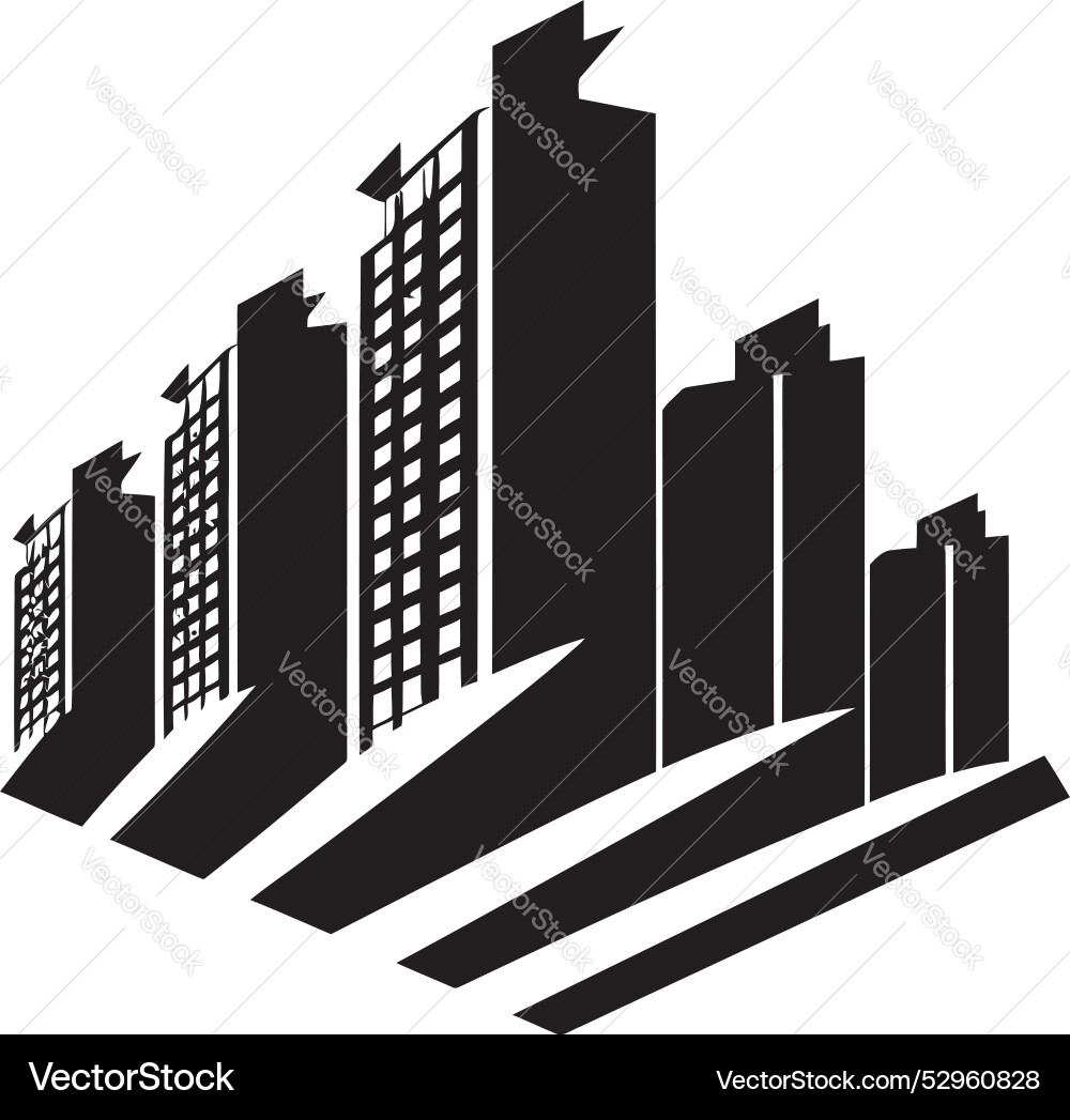 Cityline skyscraper elevation multifloor logo Vector Image
