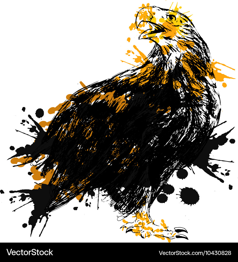 Colored hand drawing of an eagle Royalty Free Vector Image