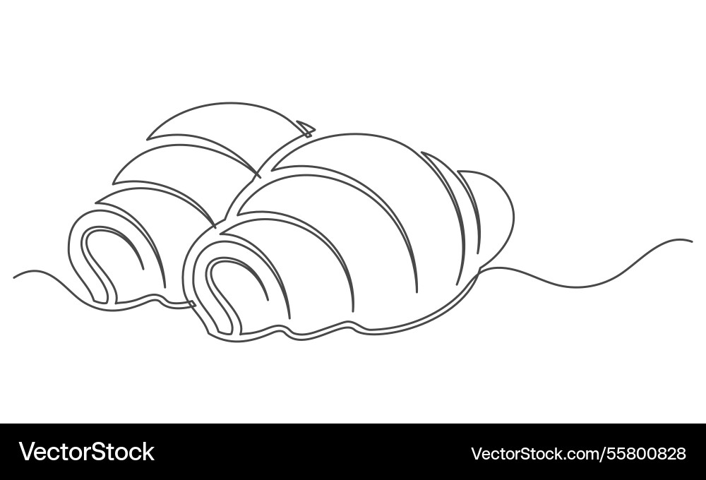 Croissants continuous one line isolated on white Vector Image