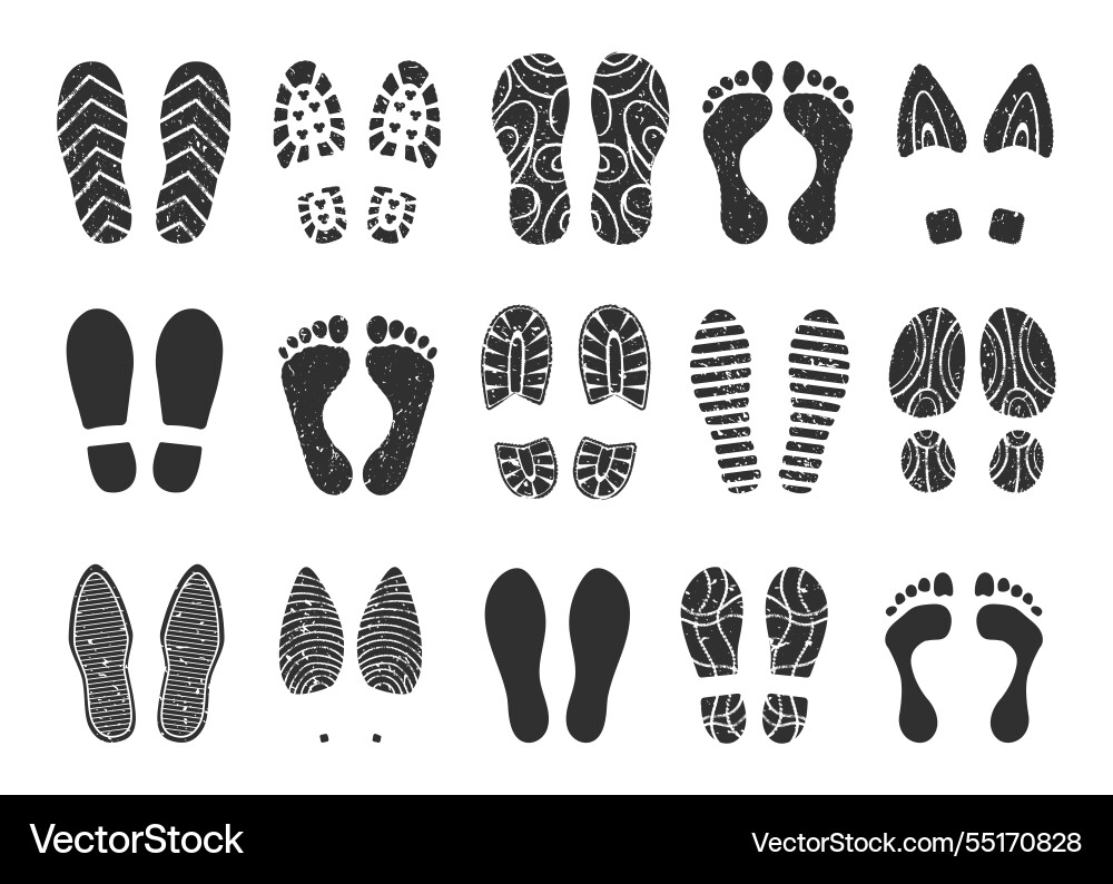 Footprints steps sneaker or boot shoe print human Vector Image