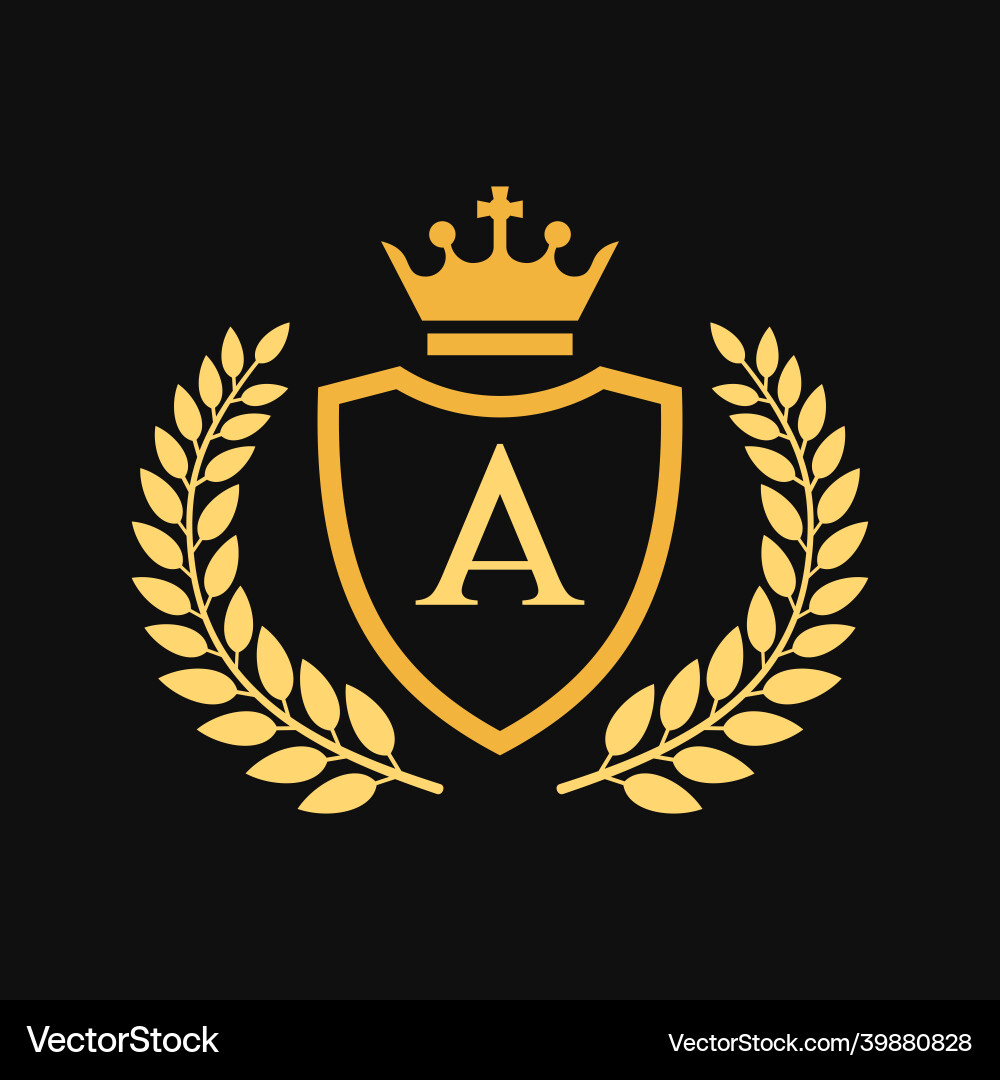Gold heraldic royal emblem on black background Vector Image