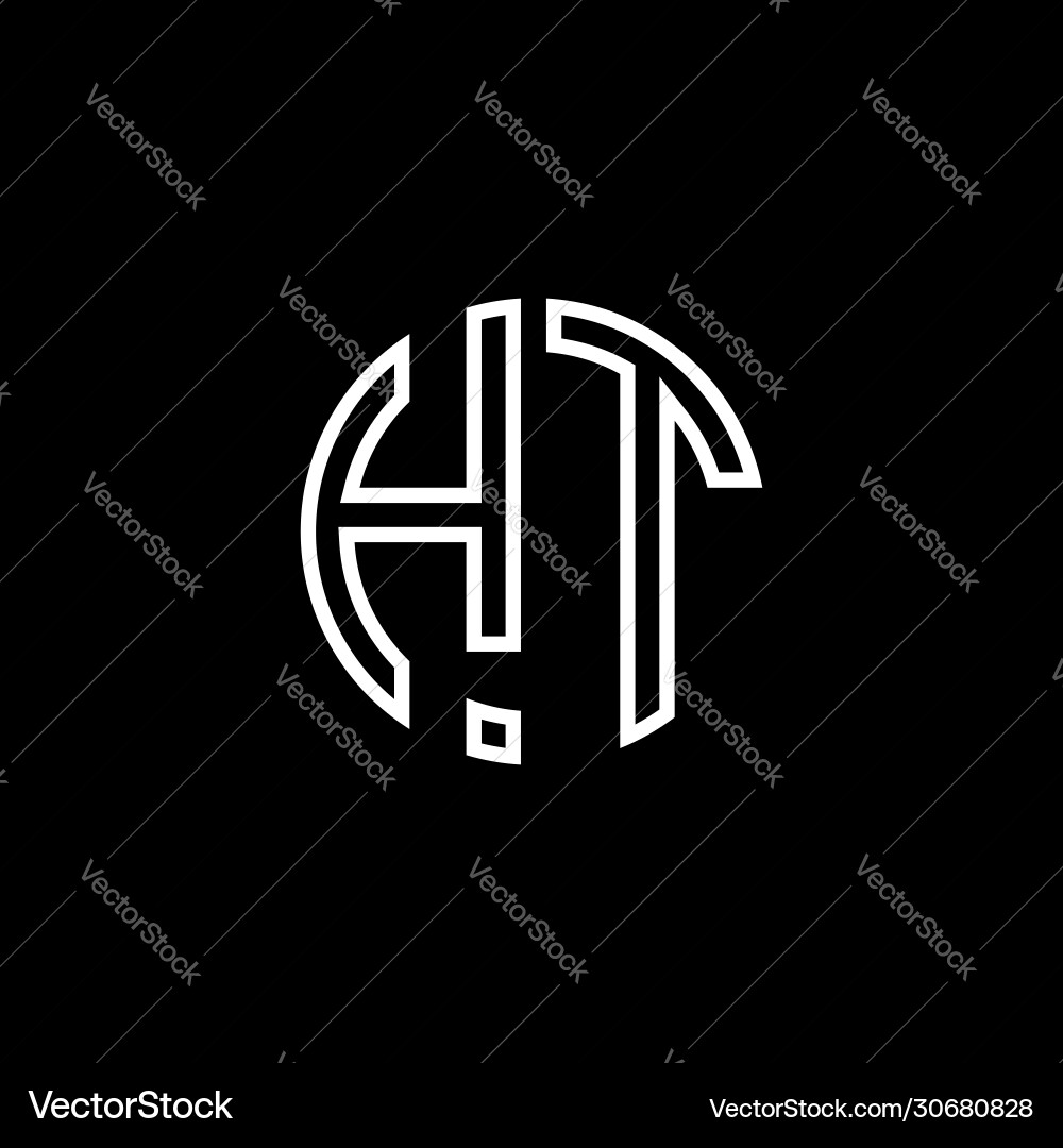 Ht monogram logo circle ribbon style outline Vector Image