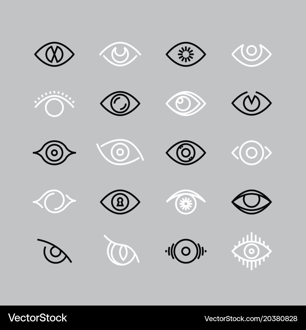 Human eye line icons eyesight outline Royalty Free Vector