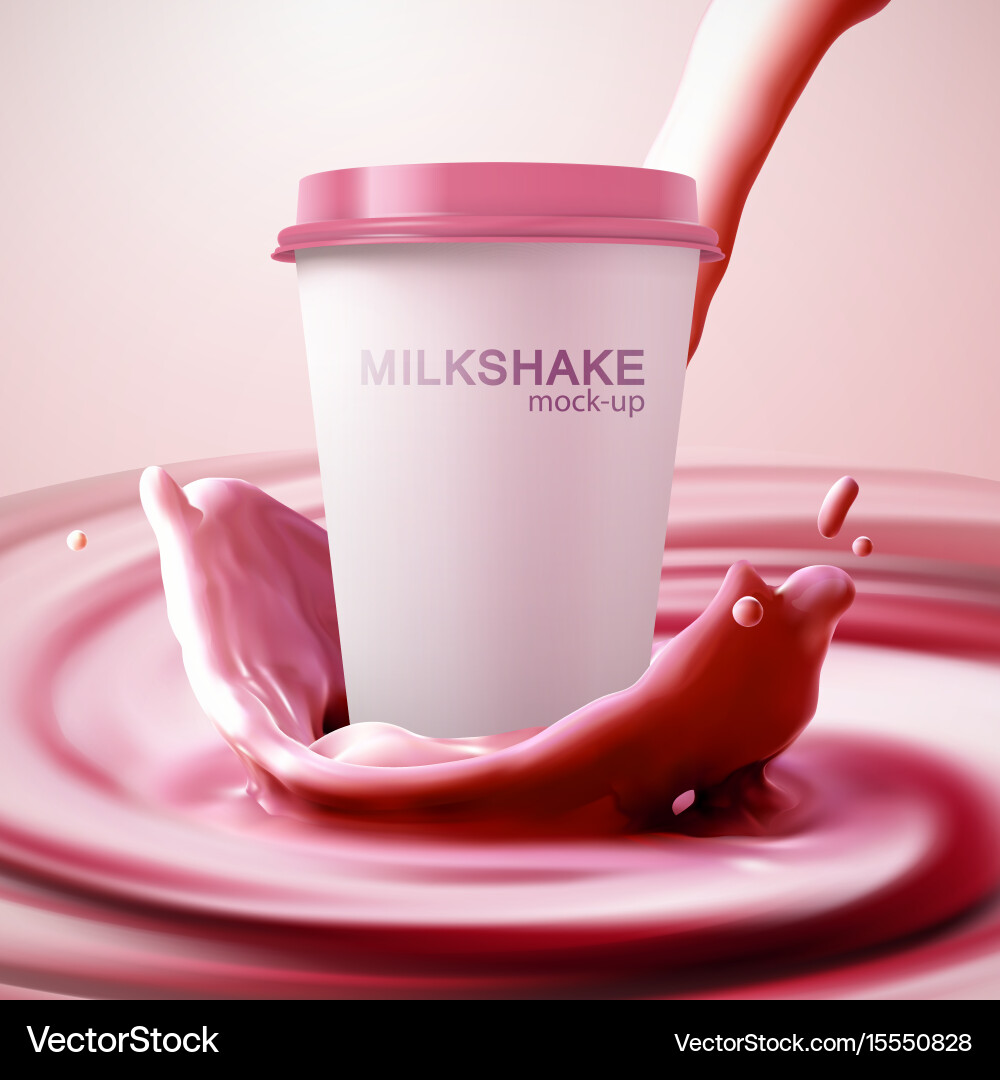 Milkshake paper cup and creamy splash Royalty Free Vector