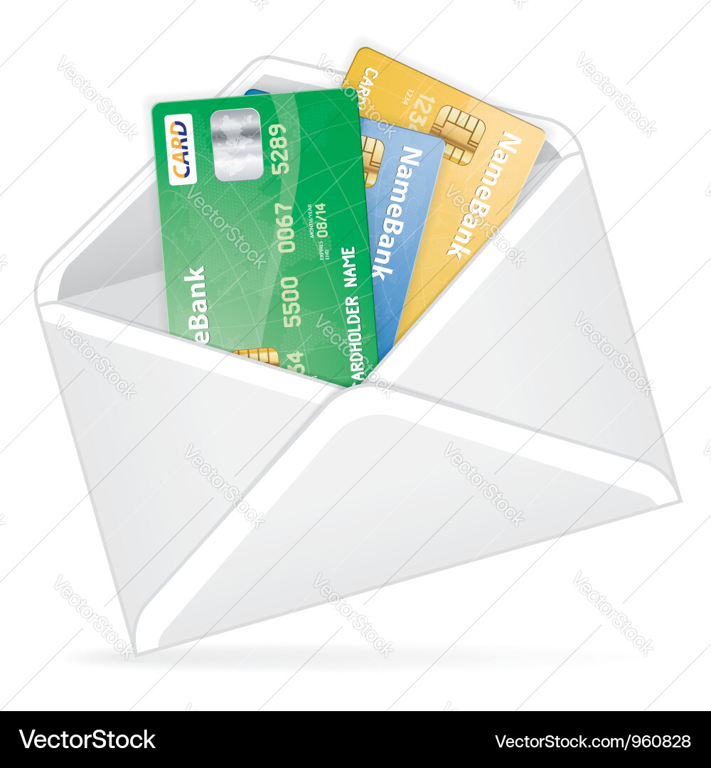 Open the envelope with credit cards Royalty Free Vector