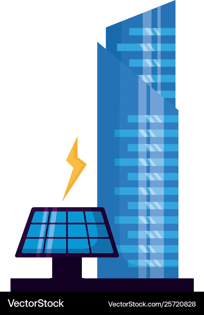Smart city building solar panel Royalty Free Vector Image