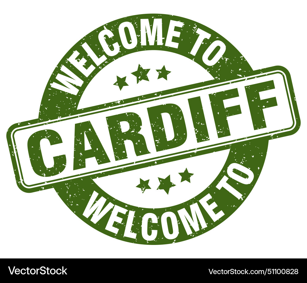 Welcome to cardiff stamp round sign Royalty Free Vector