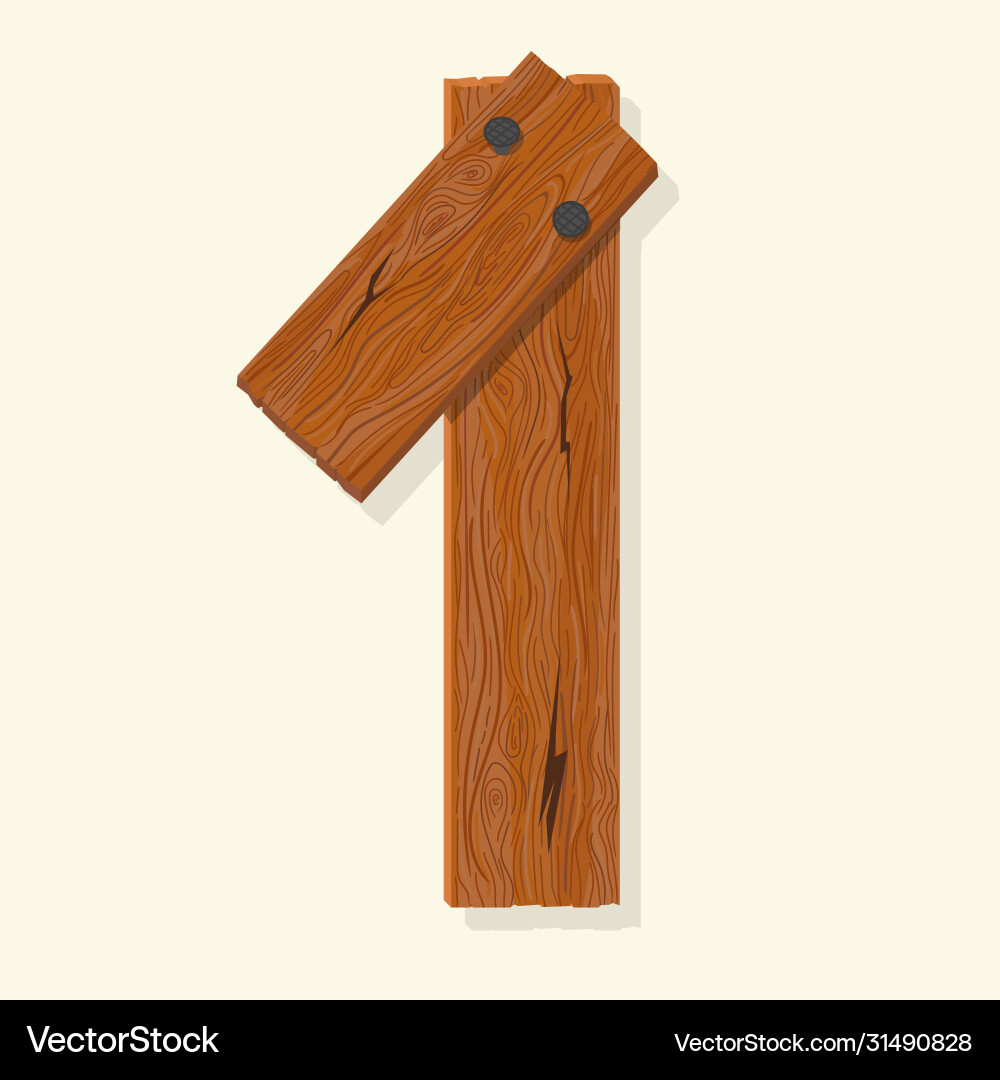 Wood number wooden plank numeric font held Vector Image