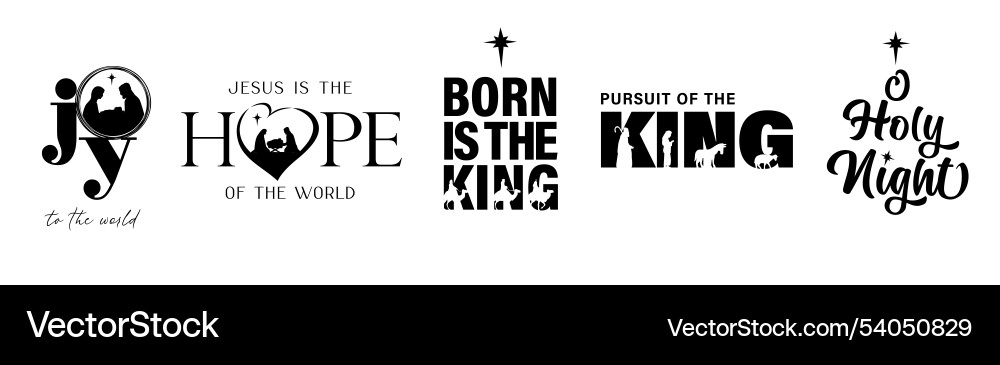 Christmas nativity creative typography set Vector Image