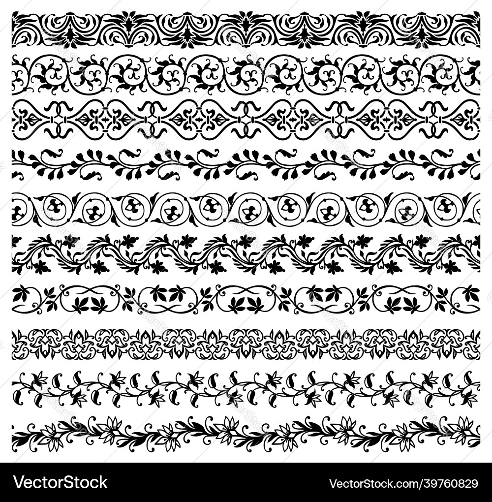 Floral borders frame lines dividers with flowers Vector Image