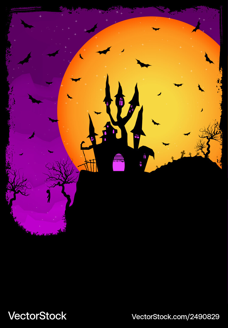 Haunted house on a graveyard hill eps 8 Royalty Free Vector