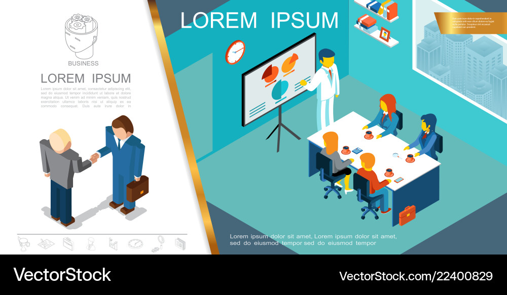 Isometric business management concept Royalty Free Vector