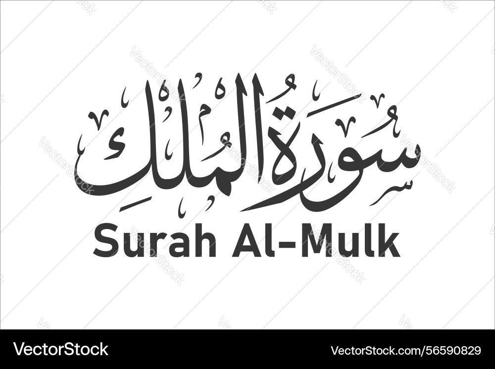 Surah al mulk arabic calligraphy quran chapter Vector Image