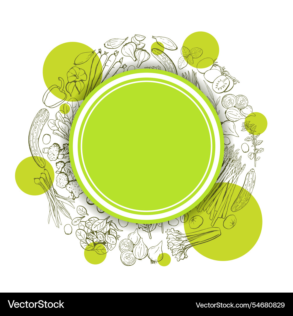 Vegetable food round design template with text Vector Image