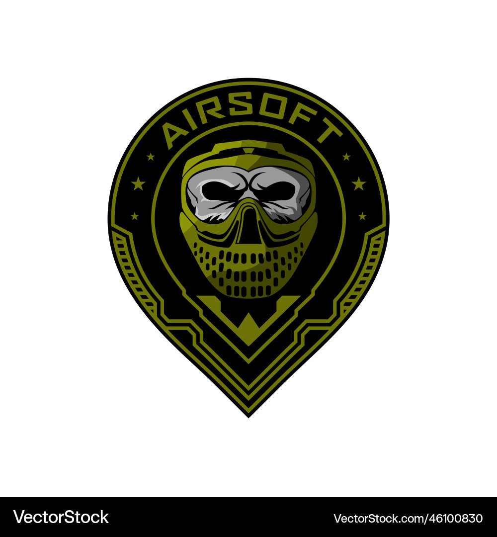 Airsoft Team Skull Helmet Logo Royalty Free Vector Image