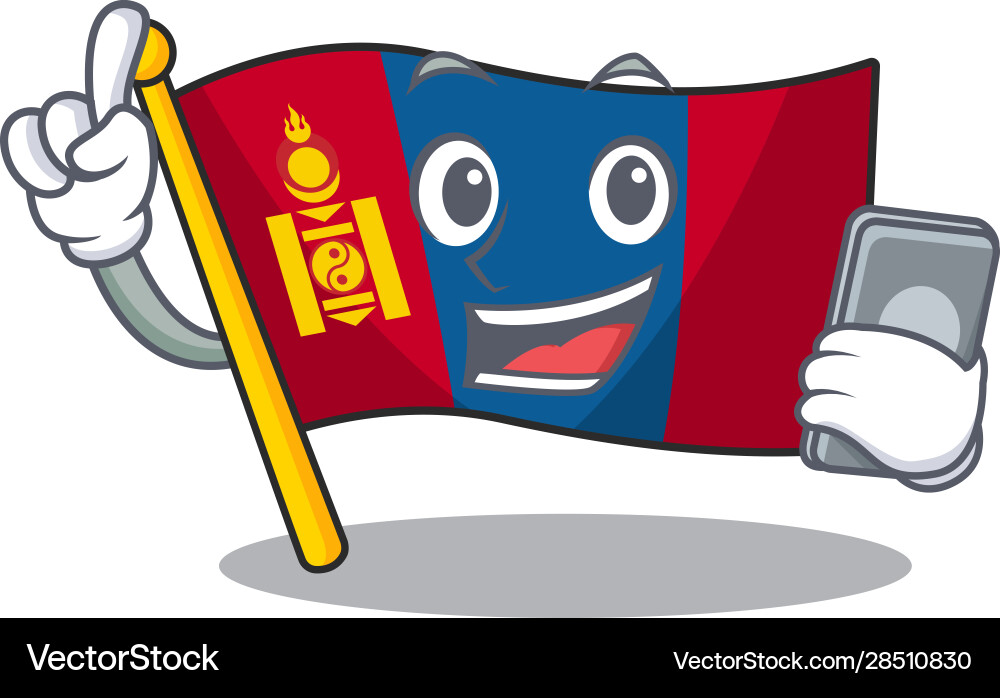 Cartoon character flag mongolia scroll speaking Vector Image