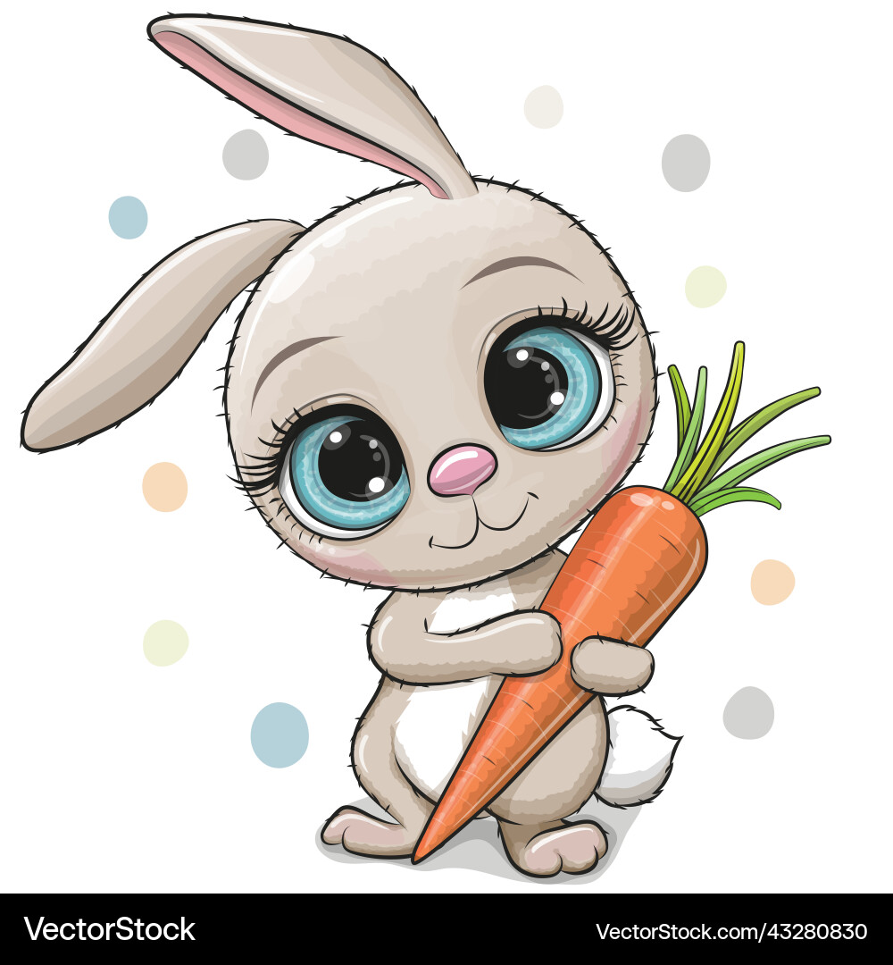 Cartoon rabbit with carrot on a white background Vector Image