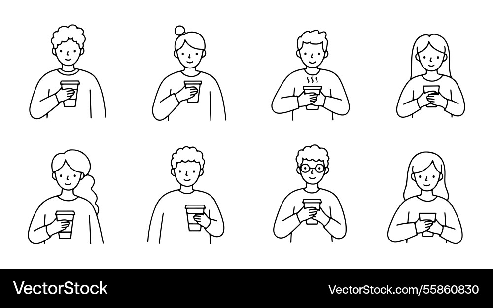 Coffee drinking man and woman icon is available Vector Image