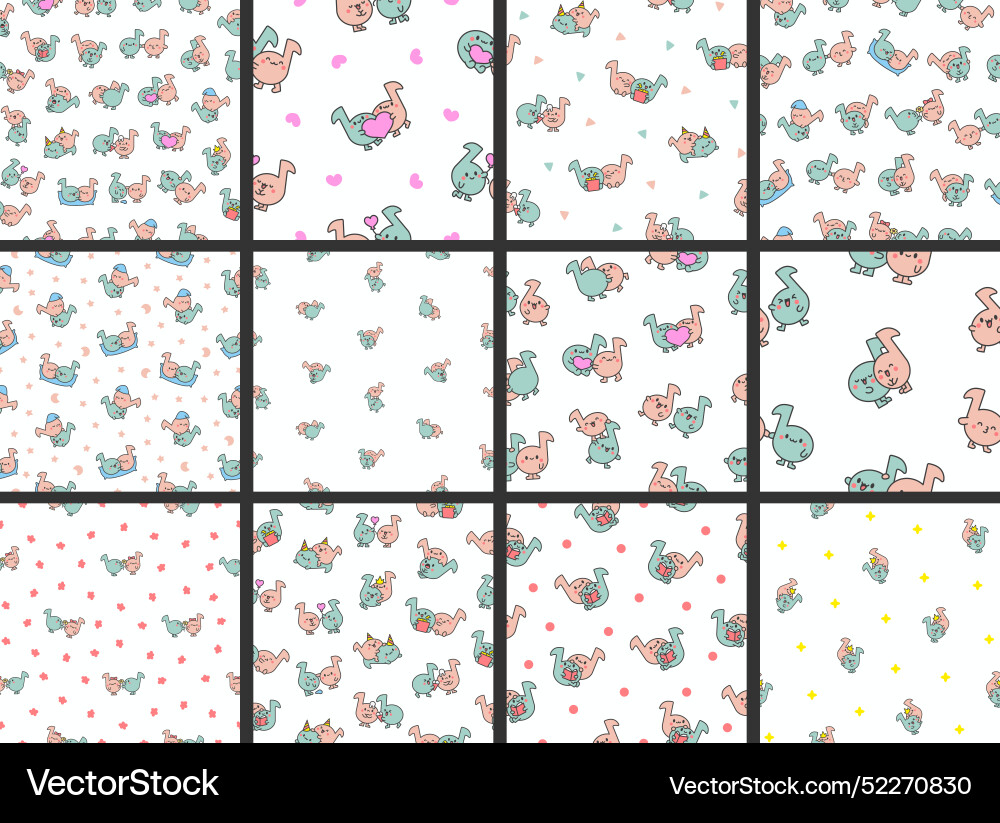 Cute couple kawaii music notes seamless pattern Vector Image