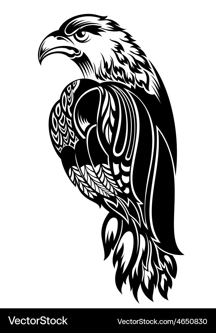 Detailed decorative hand drawn eagle Royalty Free Vector