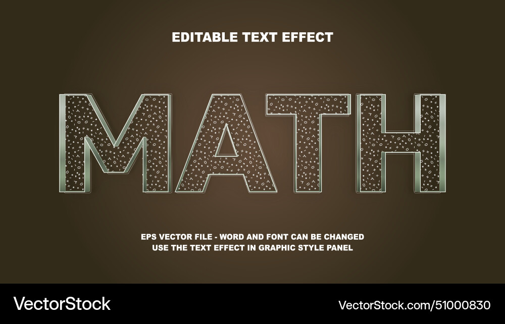 Editable text effect math 3d template Royalty Free Vector