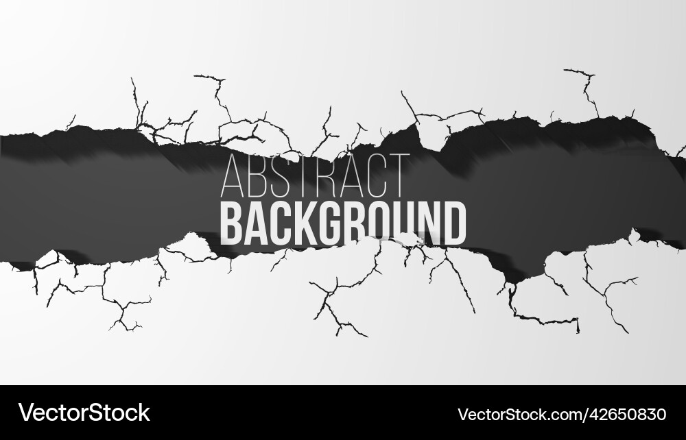 Horizontal cracked hole in the wall banner Vector Image