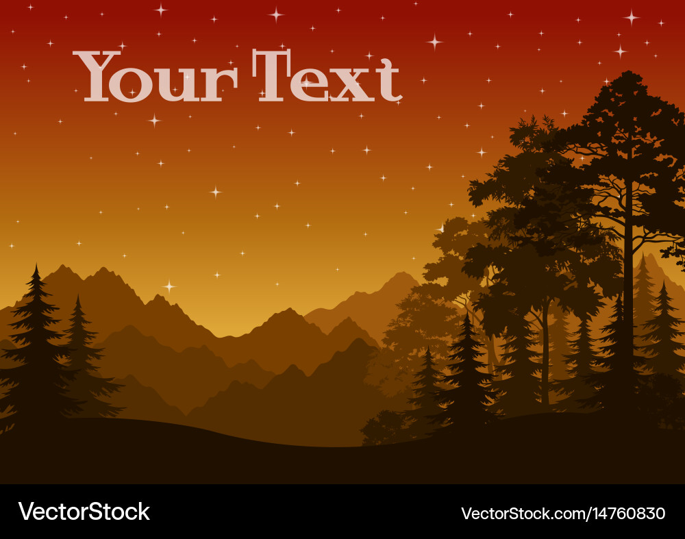 Landscape trees and mountains Royalty Free Vector Image