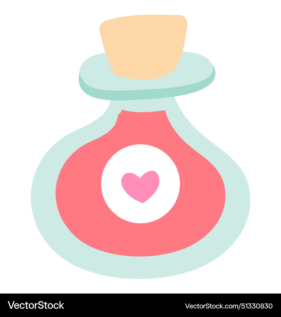 Love potion with heart in flat design magic drink Vector Image