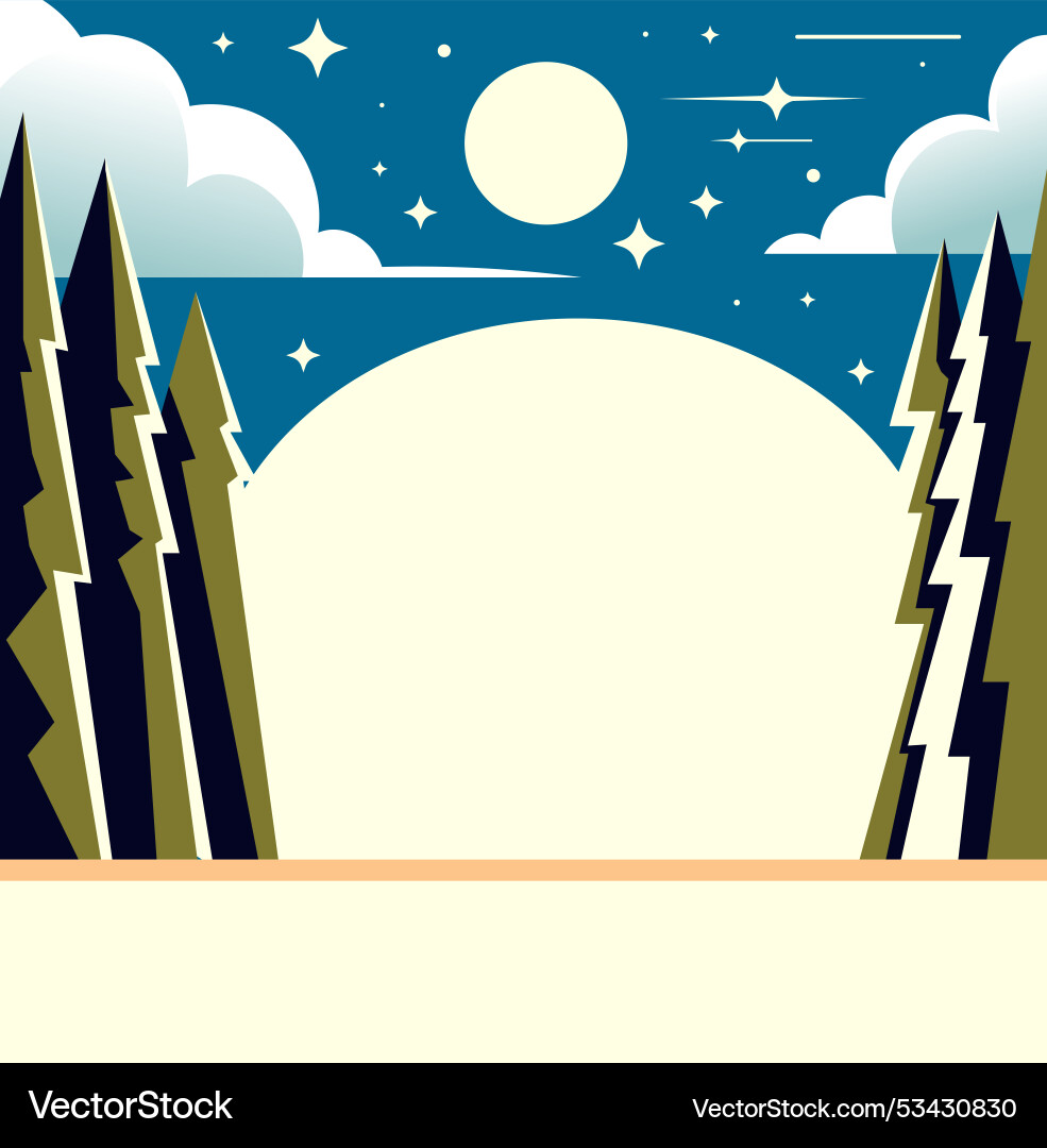 Minimalist night sky and trees Royalty Free Vector Image