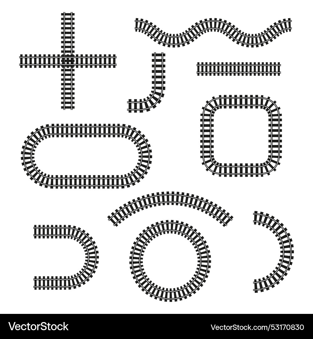 Railroad tracks variety set train track Royalty Free Vector