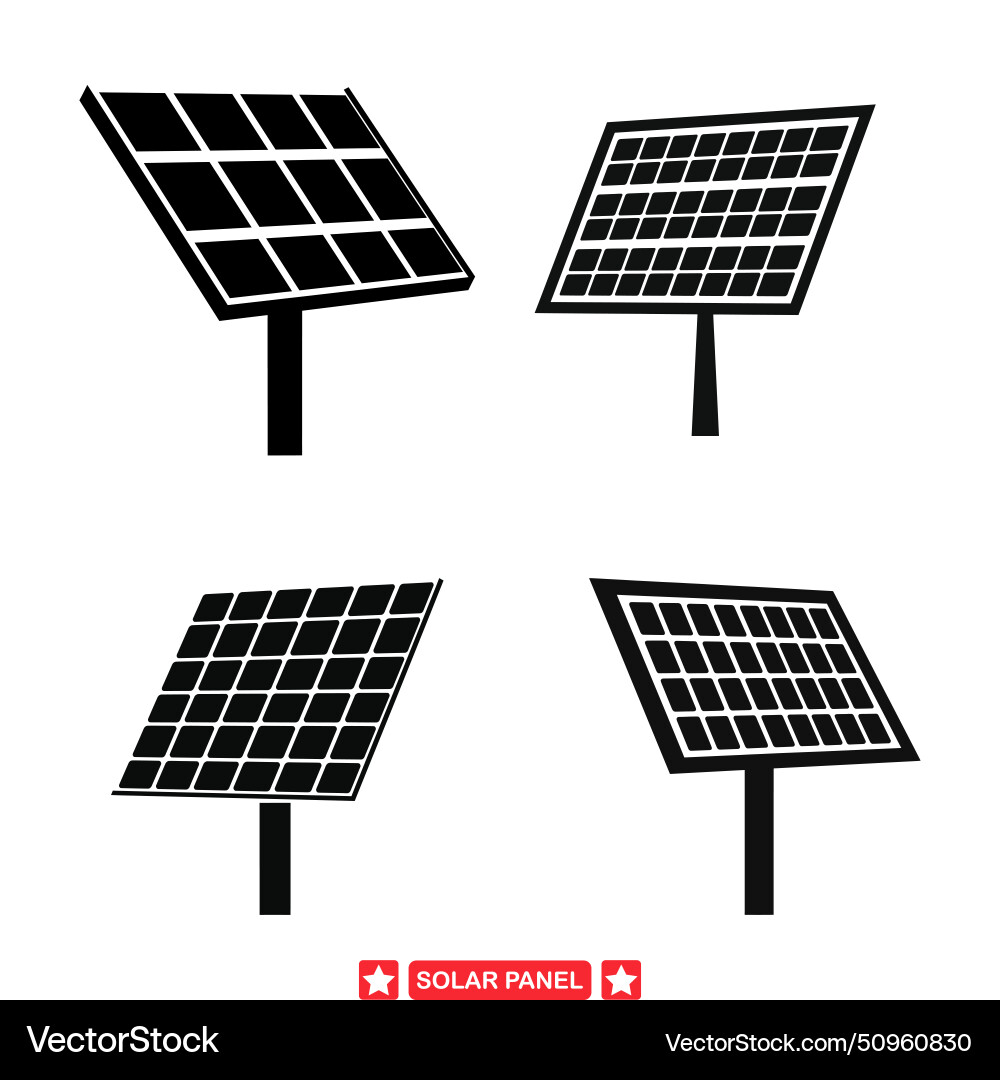 Sustainable living diverse solar panel silhouette Vector Image
