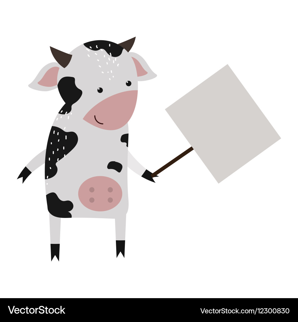 Wild animal cow strike with clean plate board Vector Image