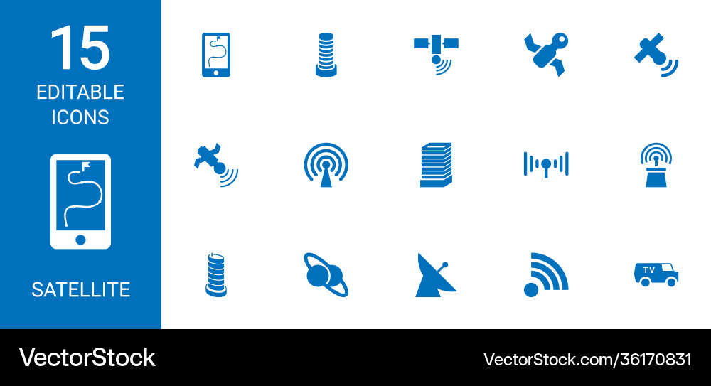 15 satellite icons Royalty Free Vector Image - VectorStock