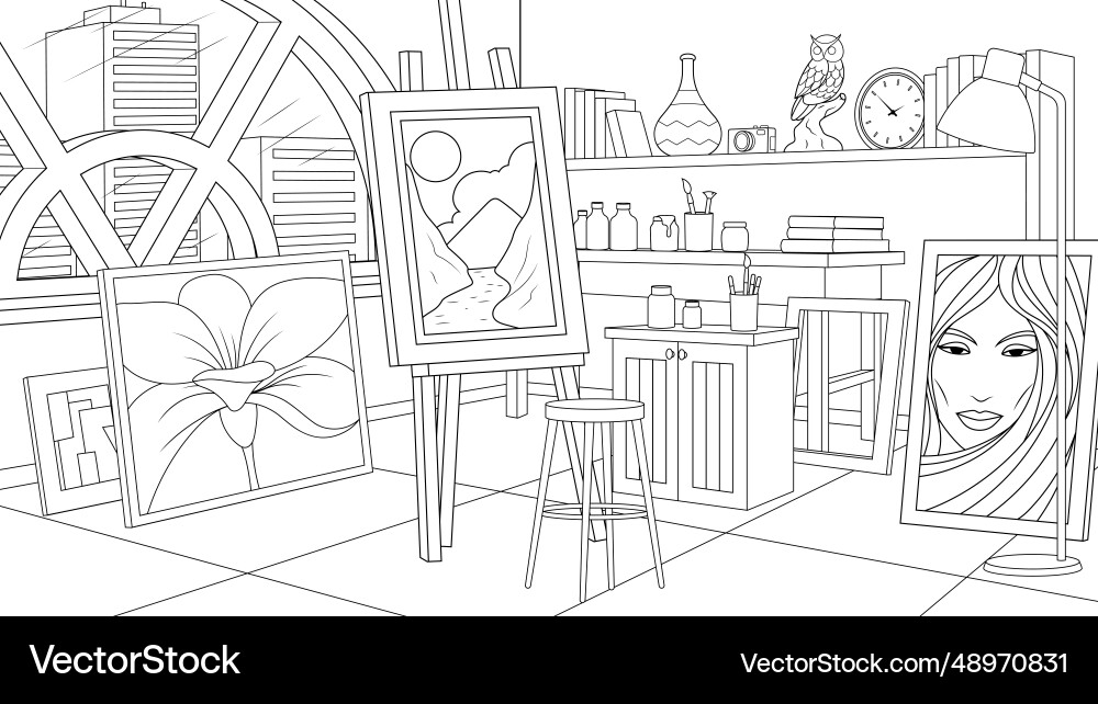 Artist workshop studio Royalty Free Vector Image